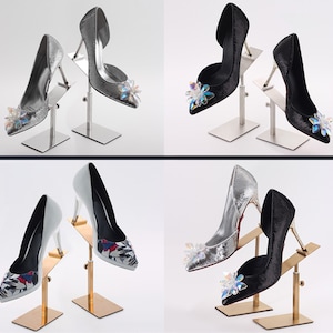 Adjustable Height Stainless Steel Shoe Display Stand Holder, Shoe Rack ...