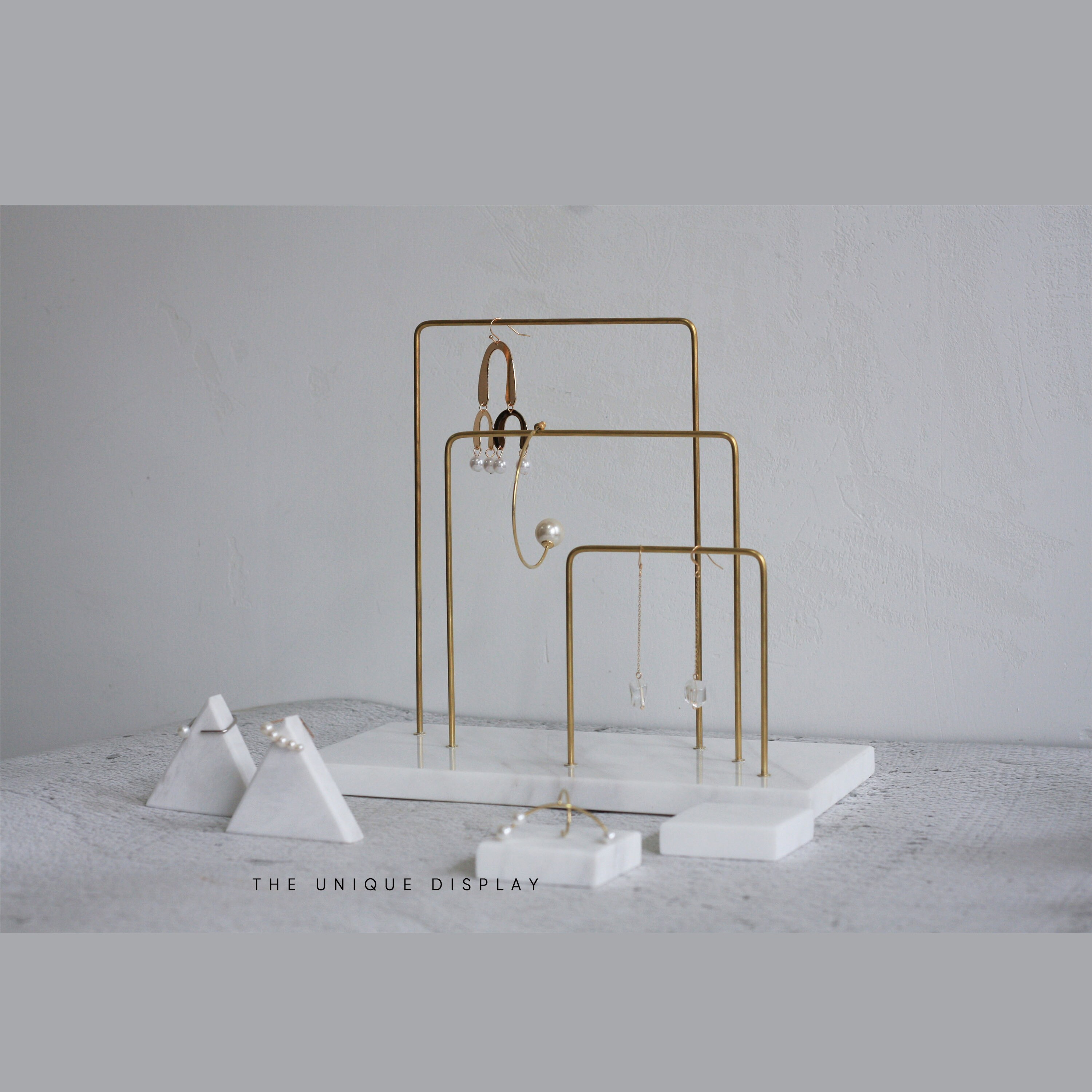 Marble & Brass Earring Stand: Chic Jewelry Display - Etsy