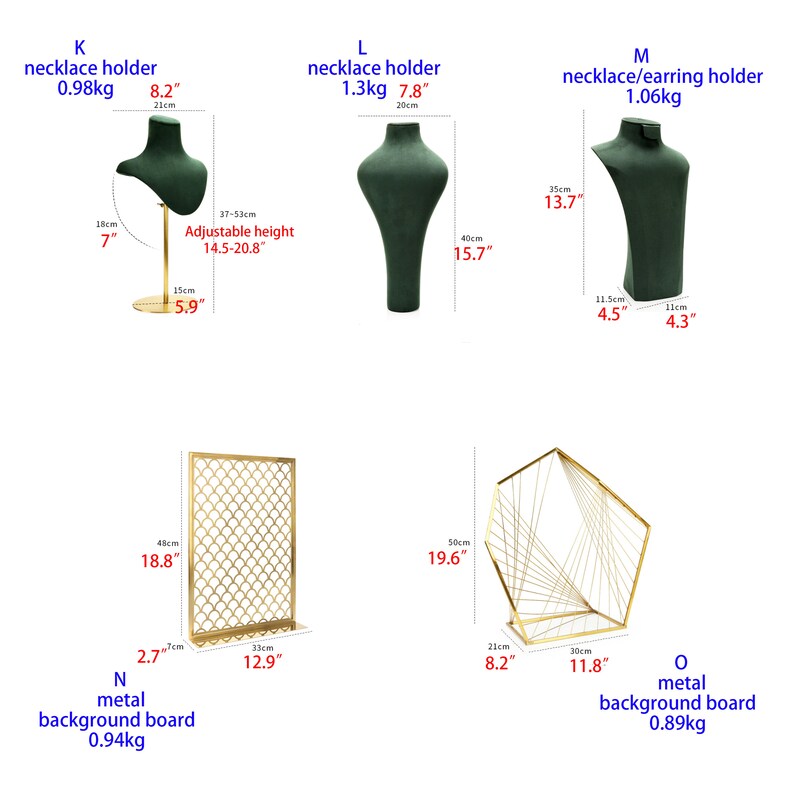 Dark Green Jewelry Display Set Velvet/metal Jewelry Display - Etsy