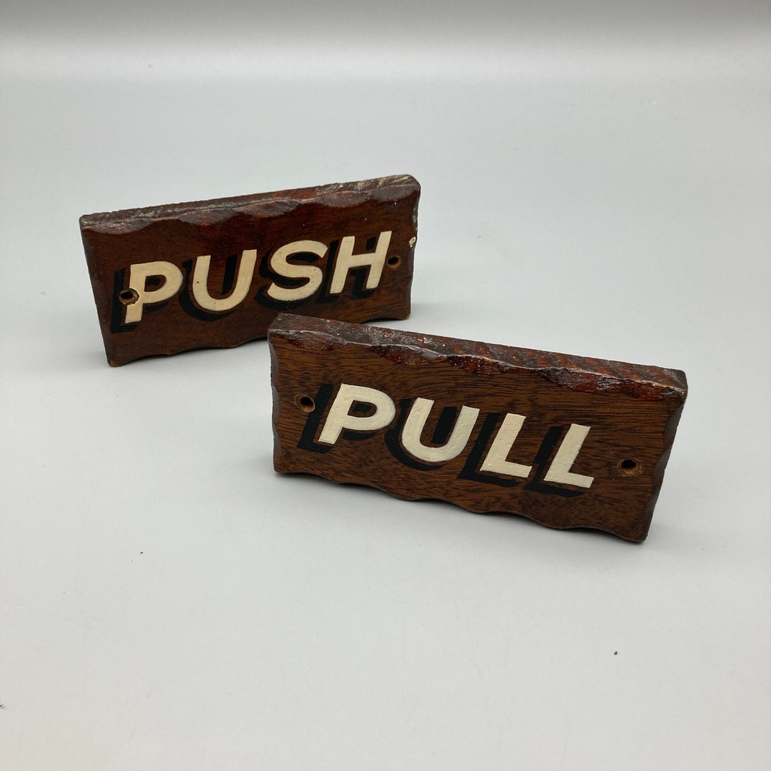 Unique Hand Painted Wooden Door Push Pull Signs or Plaques Vintage ...