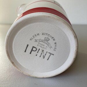 Kleen Kitchen Ware 1 Pint Red and Cream Milk Jug by Sadler - Vintage ...