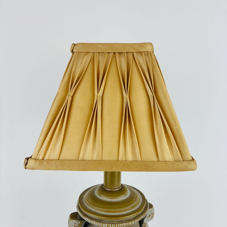 Beige Square Vintage Lampshade With Pleated Details: Lined Table Lamp ...