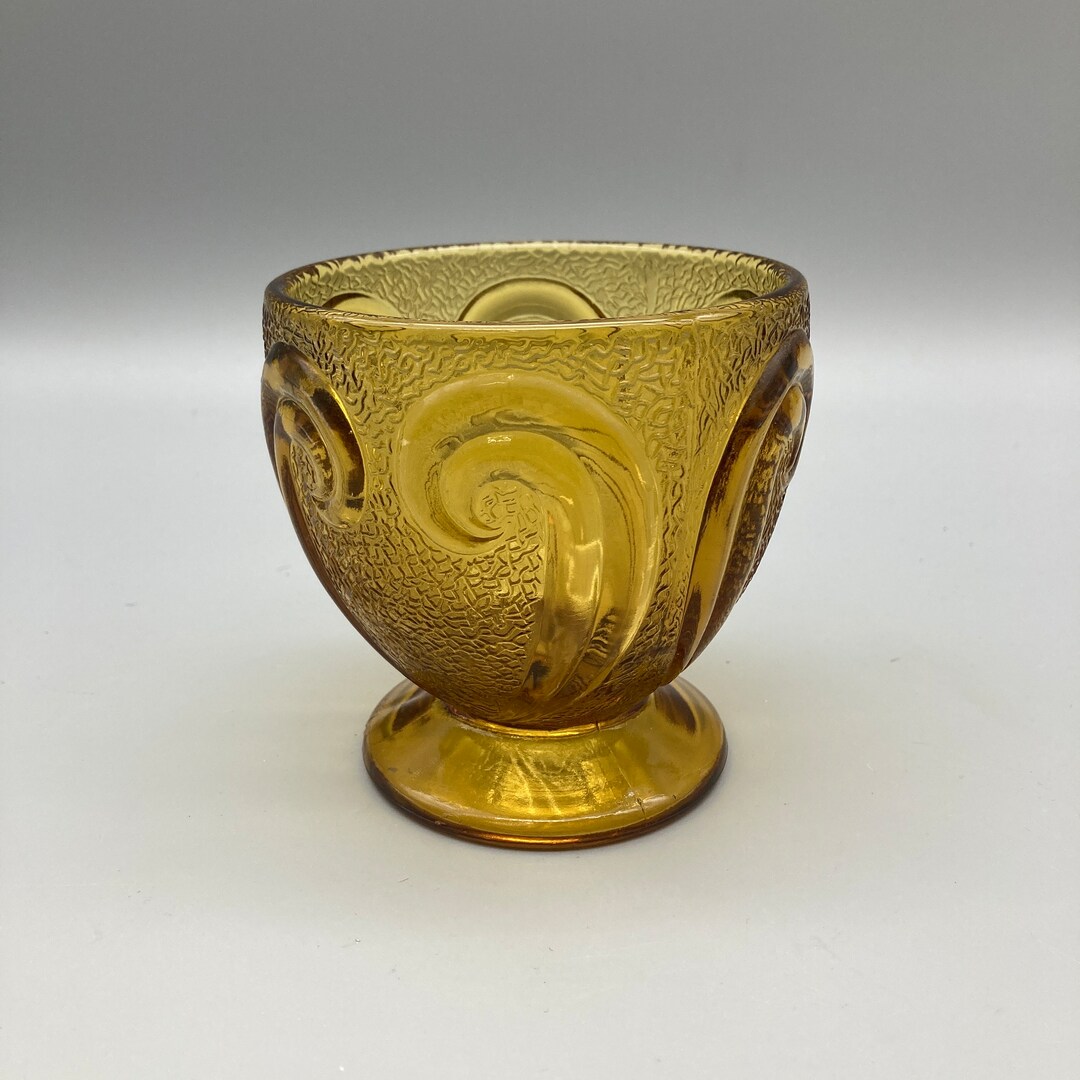 Bagley Art Deco Amber Glass 'rutland' Posy Bowl Vintage Pressed Glass ...