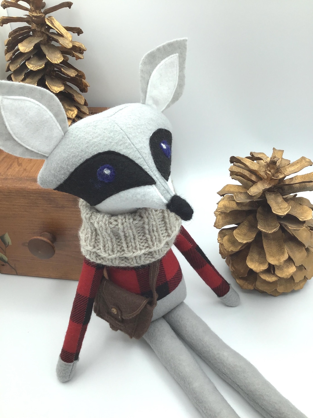 Felt Animal Raccoon, Woodland Raccoon,felt Plushie, Raccoon Stuffie ...