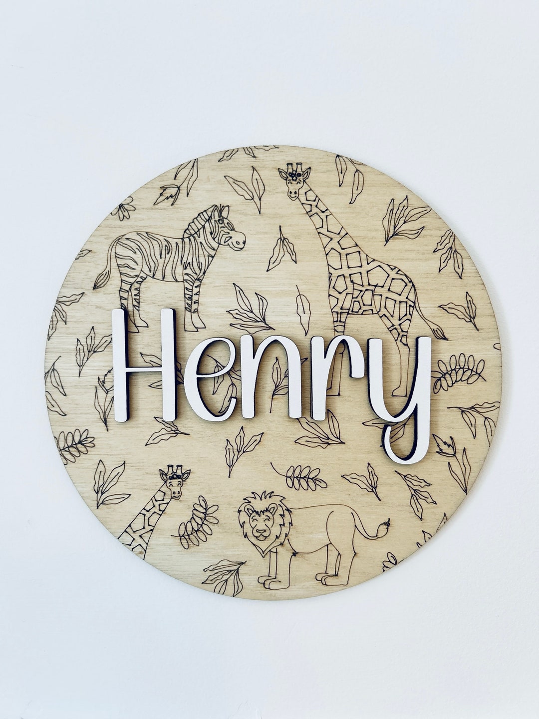 Safari Name Plaque, Safari Wall Art, Nursery Name Sign, Safari Nursery ...