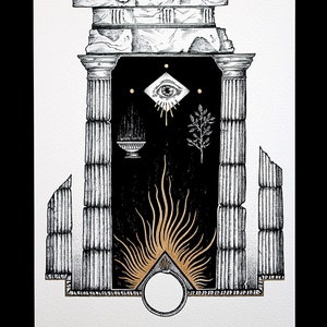 The Oracle - Art Print With Hand Embellished Golden Highlights - Etsy