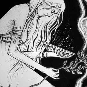Original Ink Drawing "pythia" - Etsy