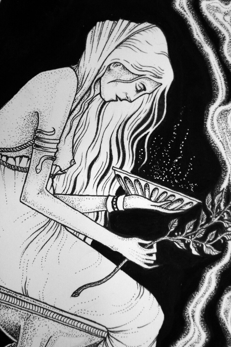 Original Ink Drawing "pythia" - Etsy