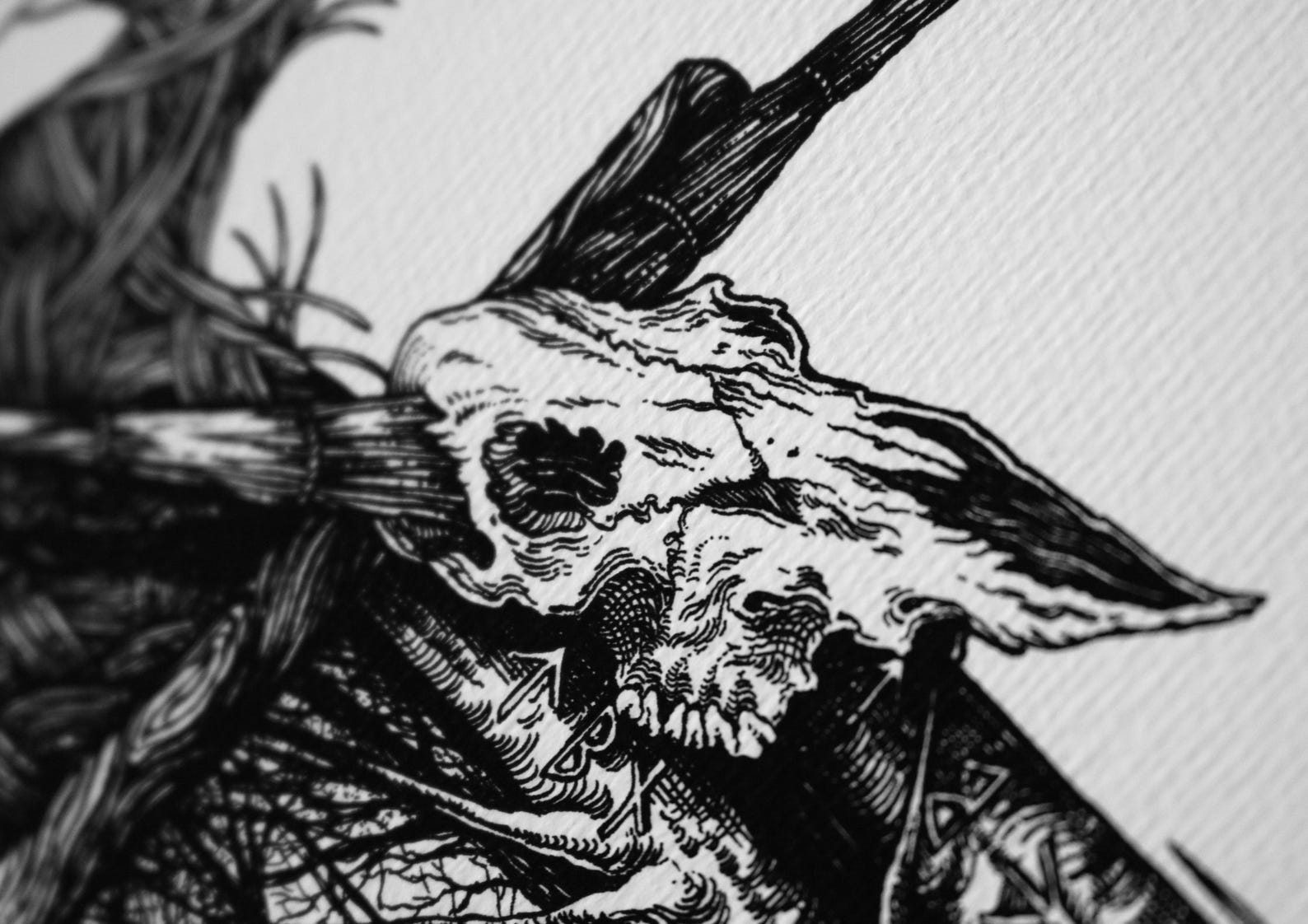 Art Print "the Ritual", Din A4 - Illustration in Black and White - Etsy