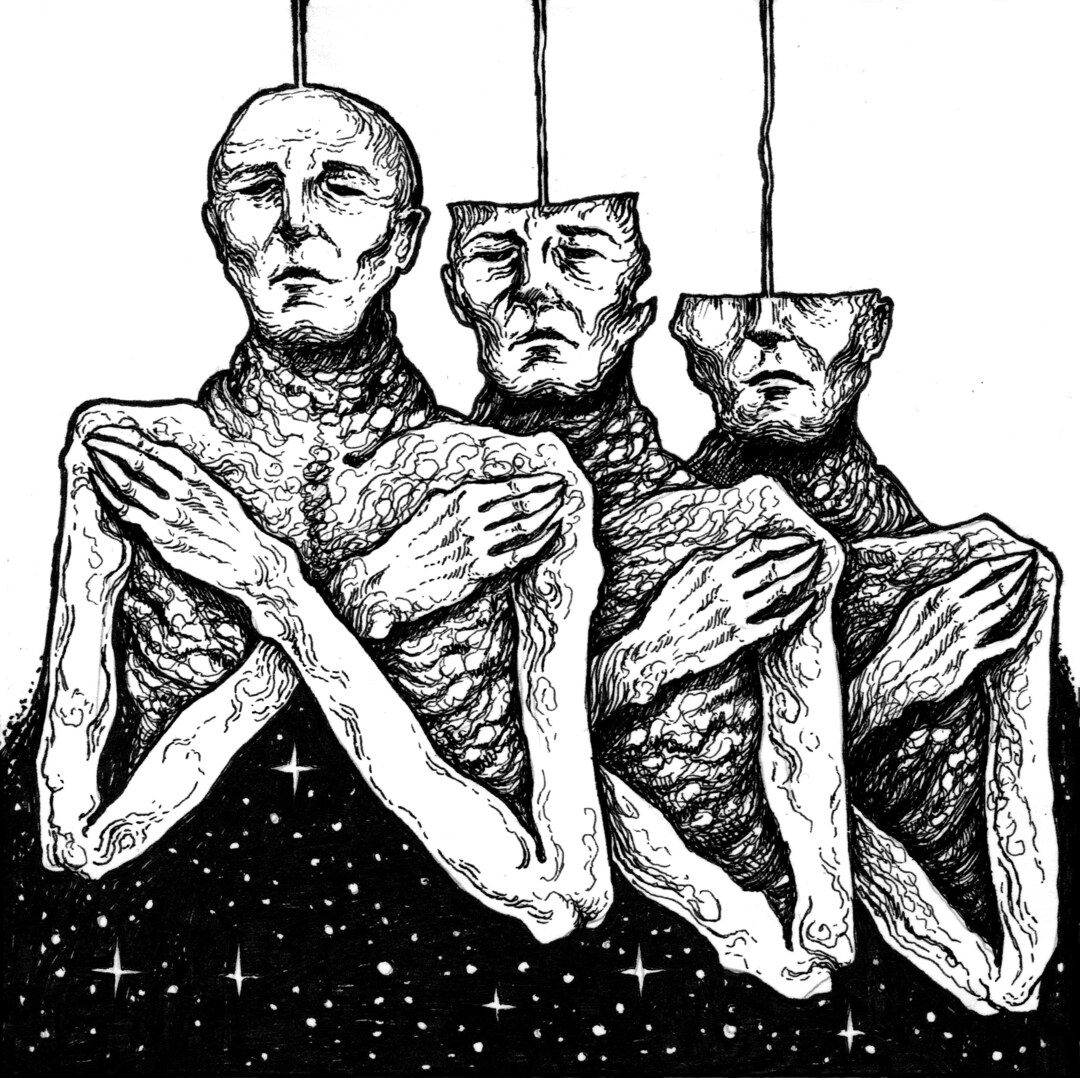 Original Drawing "astral Decay" - Ink Illustration in Black and White ...