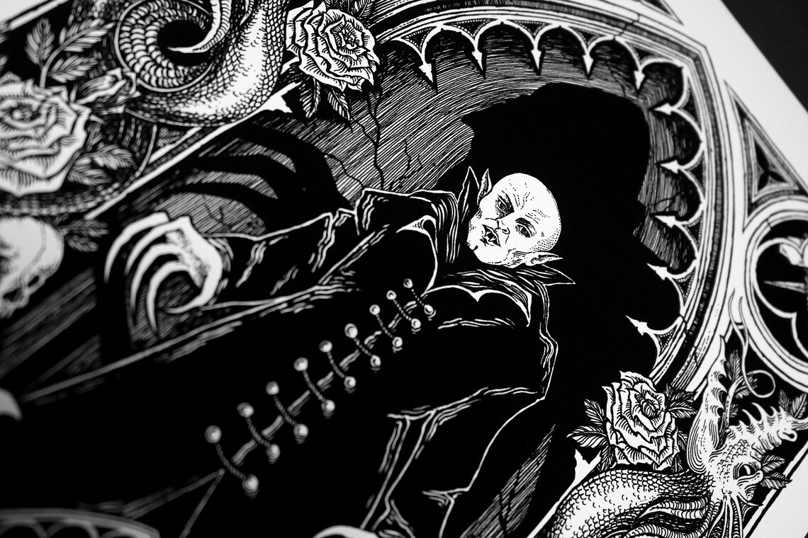 Art Print "nosferatu" - Illustration in Black and White - Etsy