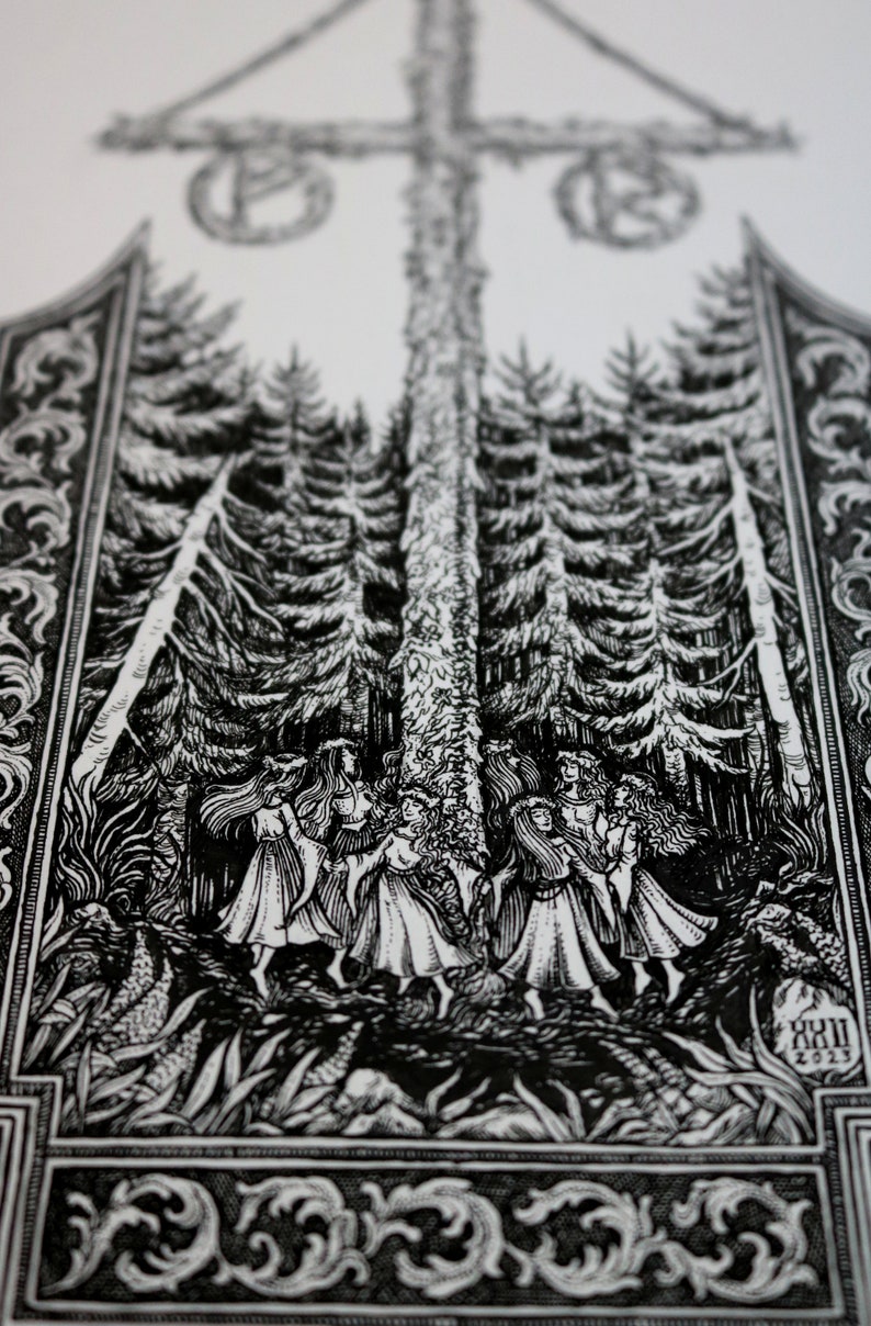 Original Ink Drawing "midsommar" - Etsy