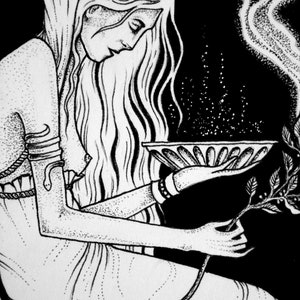 Original Ink Drawing "pythia" - Etsy