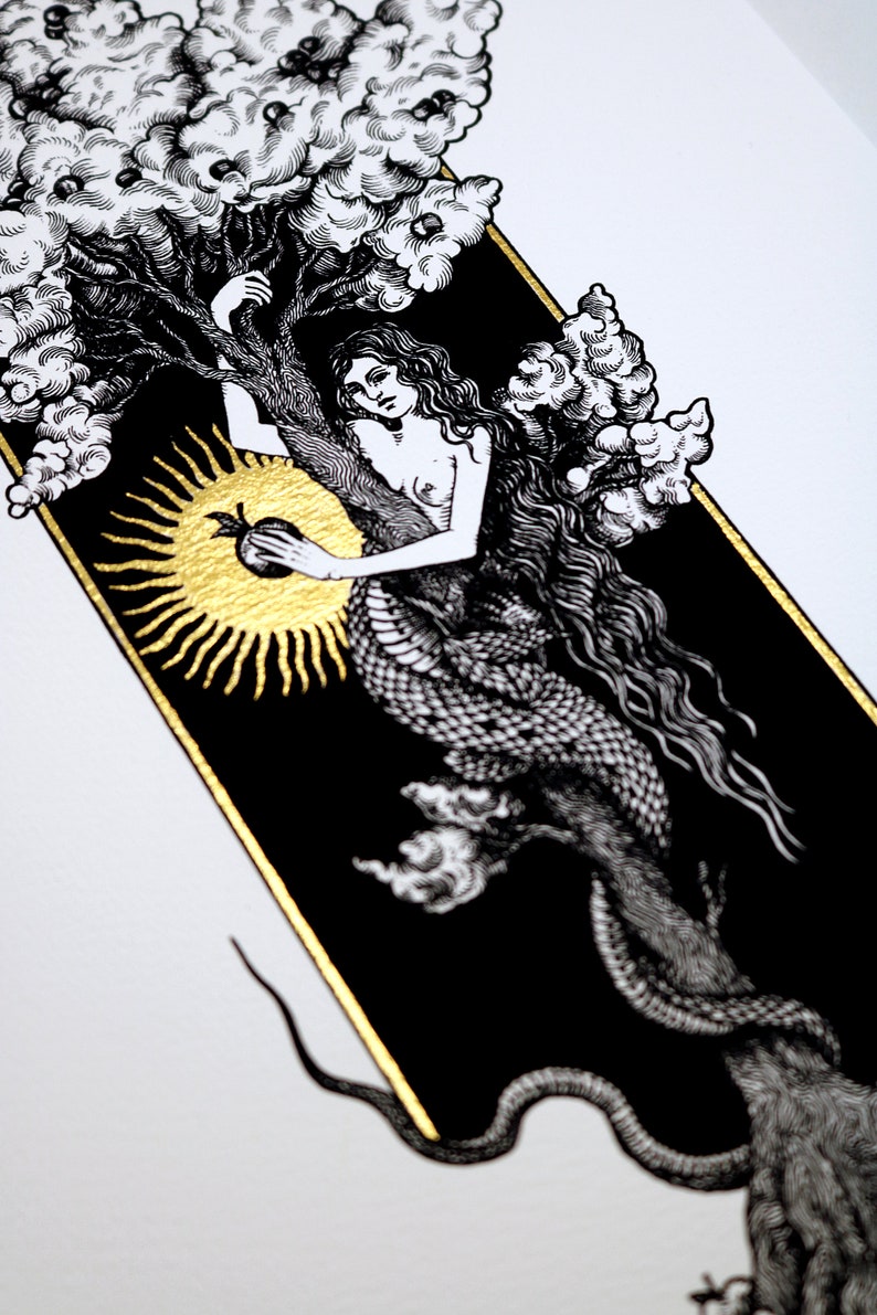 Original Sin - Art Print With Hand Embellished Golden Highlights - Etsy