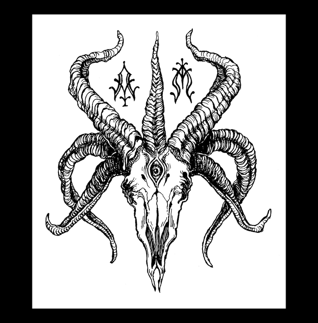 Original Ink Drawing "lamb of the Apocalypse" - Goat Illustration in ...