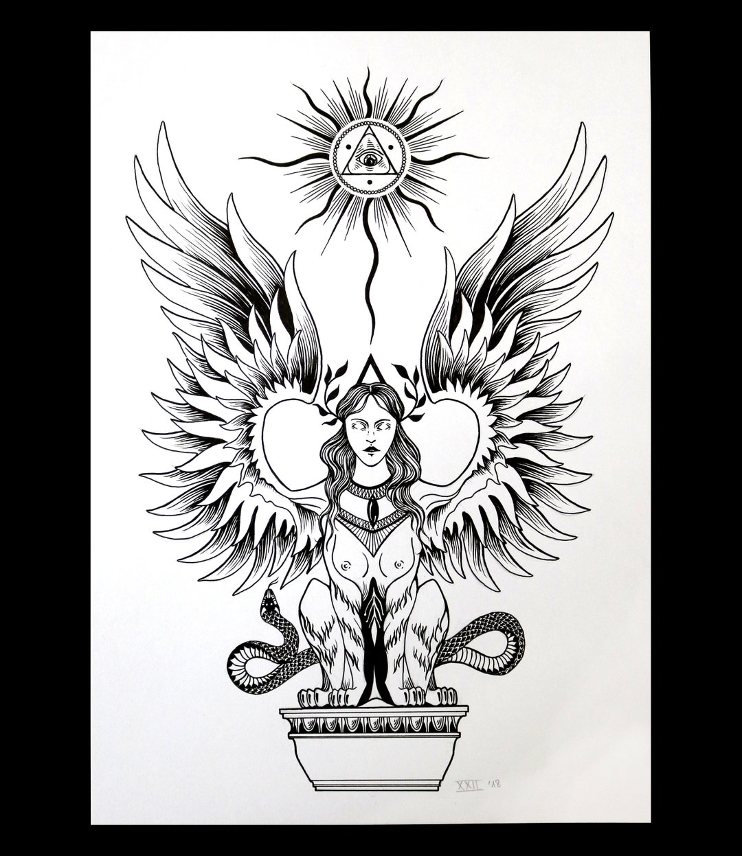 Greek Sphinx - Original Ink Illustration - Etsy