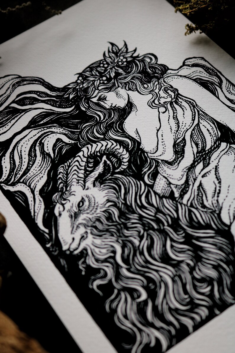 Bacchante - Art Print - Black and White - Din A5 - Etsy