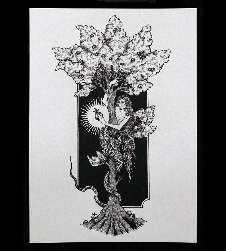 Original Ink Drawing original Sin - Etsy