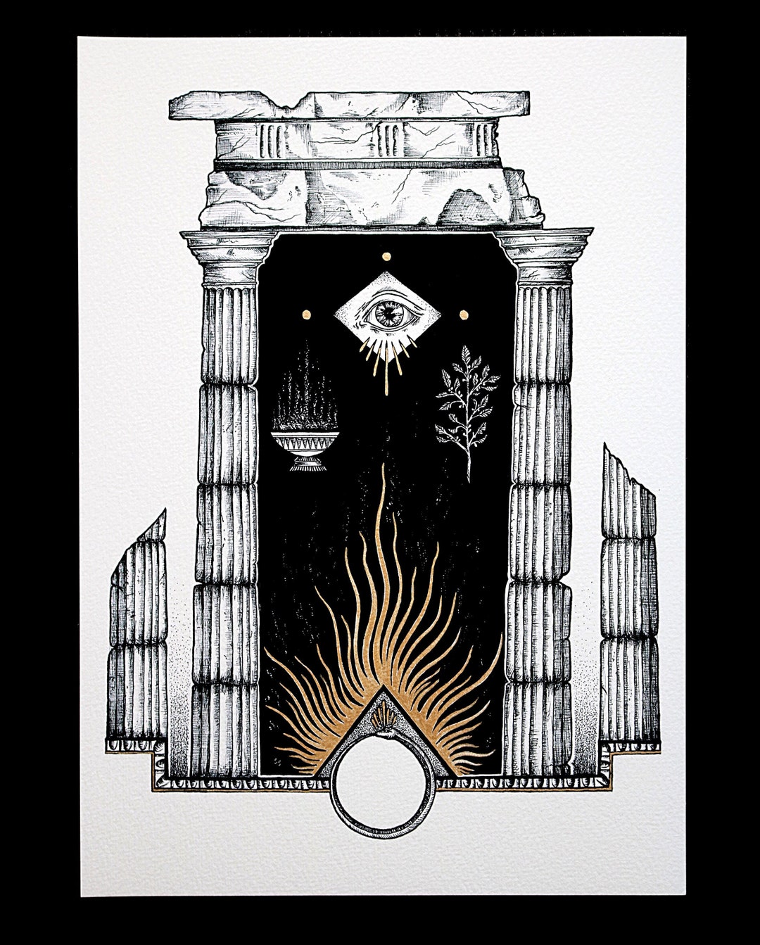 The Oracle Art Print With Hand Embellished Golden Highlights - Etsy