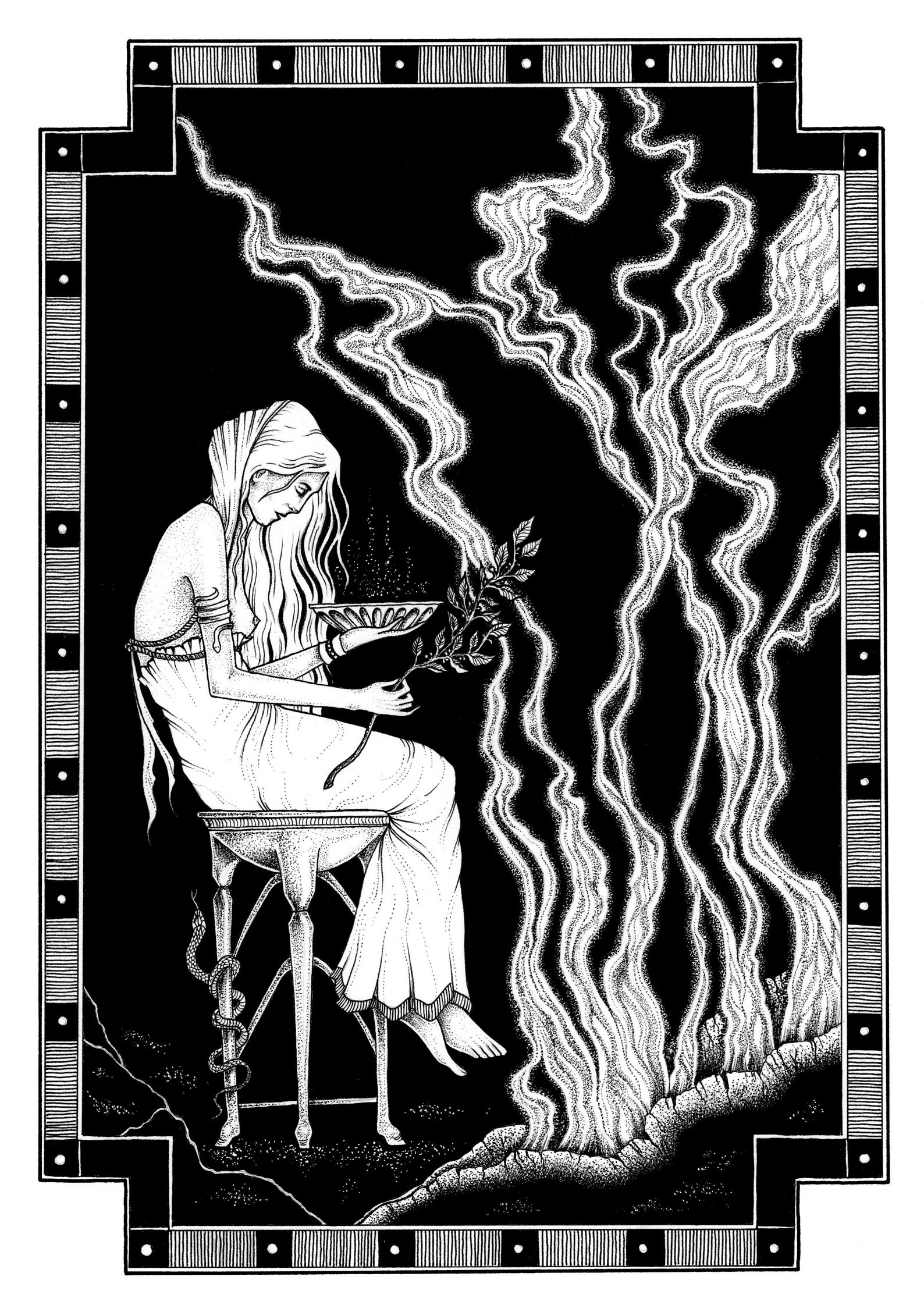 Original Ink Drawing pythia - Etsy