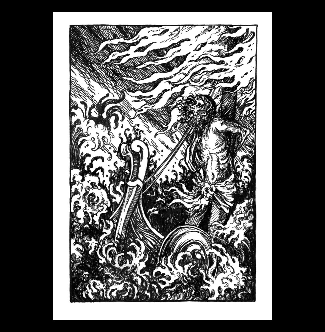 Original Drawing "sirens' Song" - Ink Illustration in Black and White ...