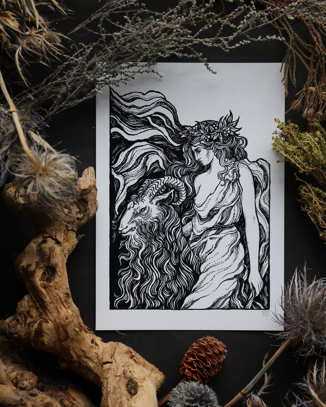 Bacchante - Art Print - Black and White - Din A5 - Etsy