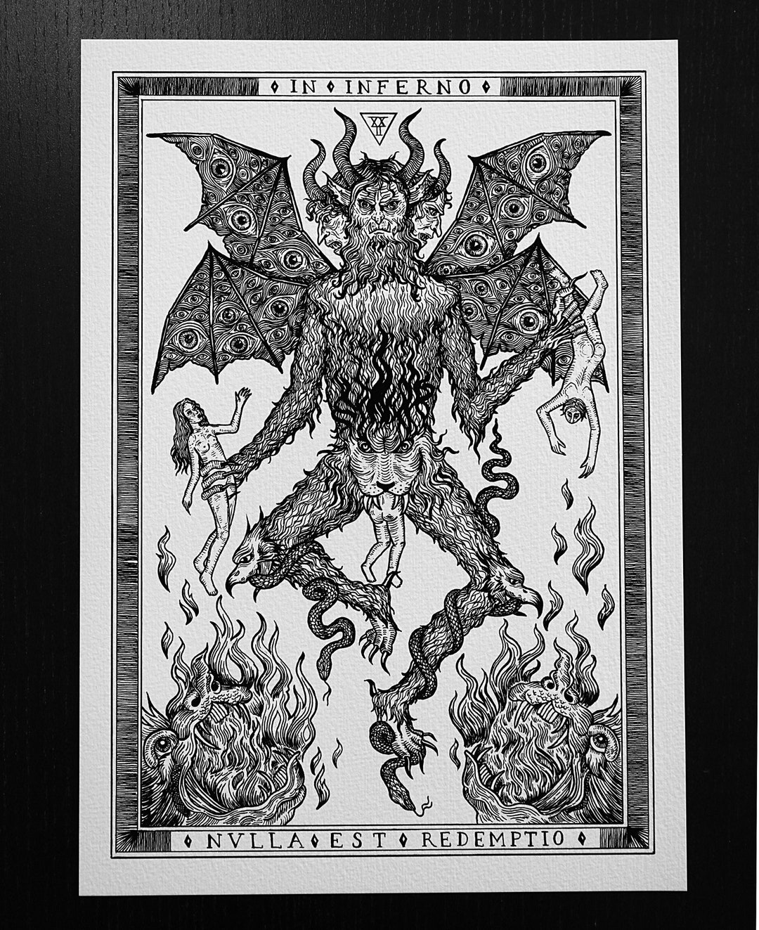 Lucifer - Art Print - Illustration in Black and White - Etsy