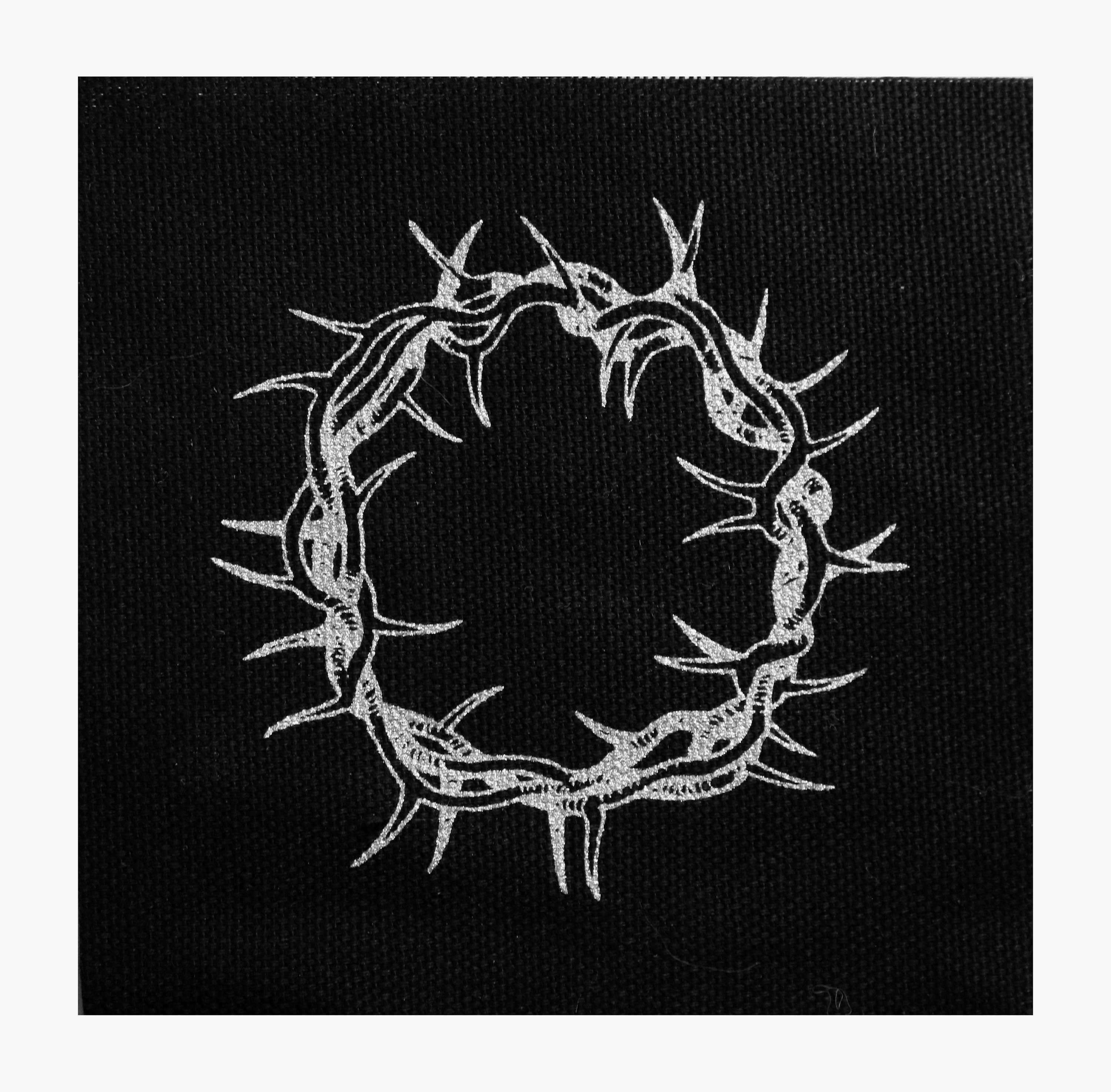 Crown of Thorns - Screen Printed Patch With Silver Ink on Black Canvas ...
