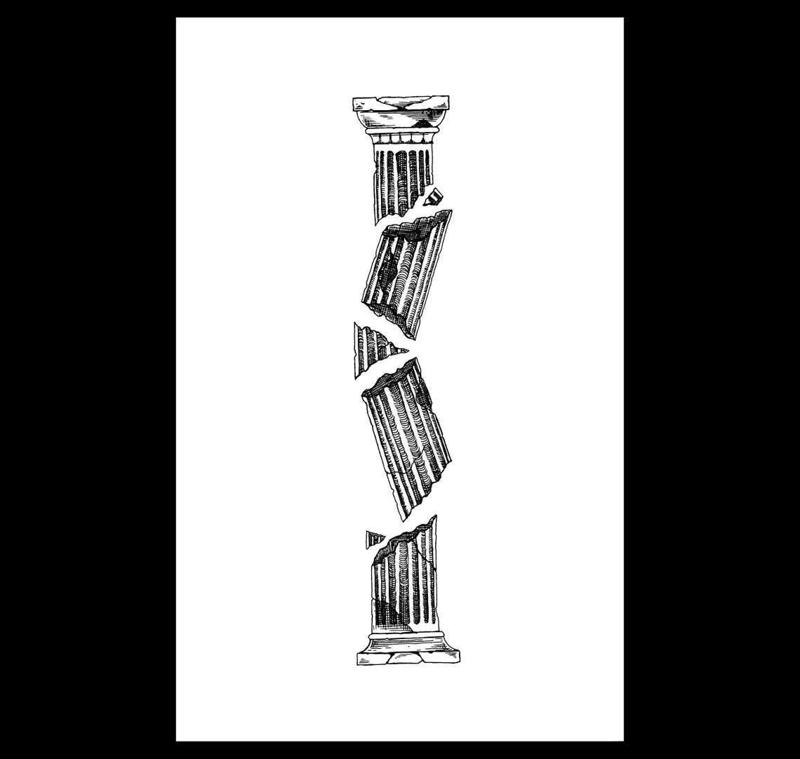 Original Ink Drawing "broken Pillar" - Etsy