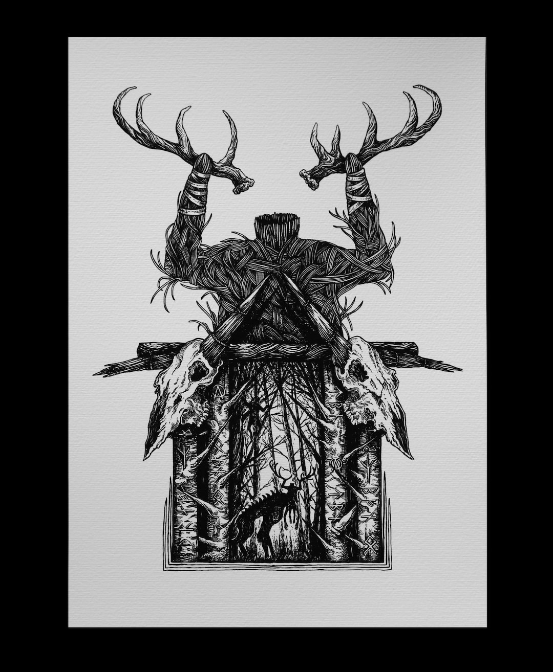 Art Print "the Ritual", Din A4 - Illustration in Black and White - Etsy