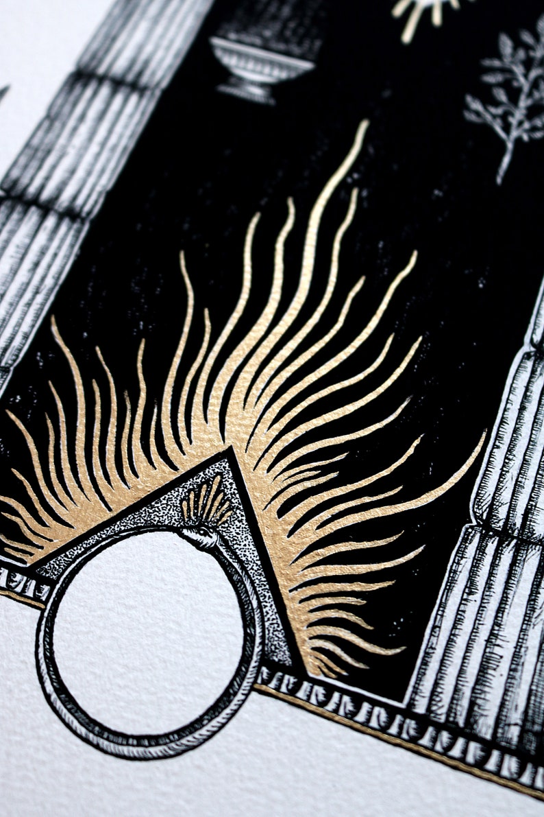 The Oracle - Art Print With Hand Embellished Golden Highlights - Etsy