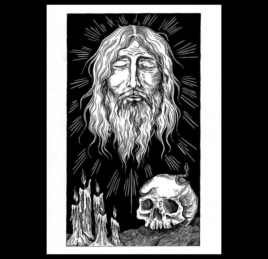 The Hermit II Original Dip Pen and Ink Drawing Tarot Illustration in ...