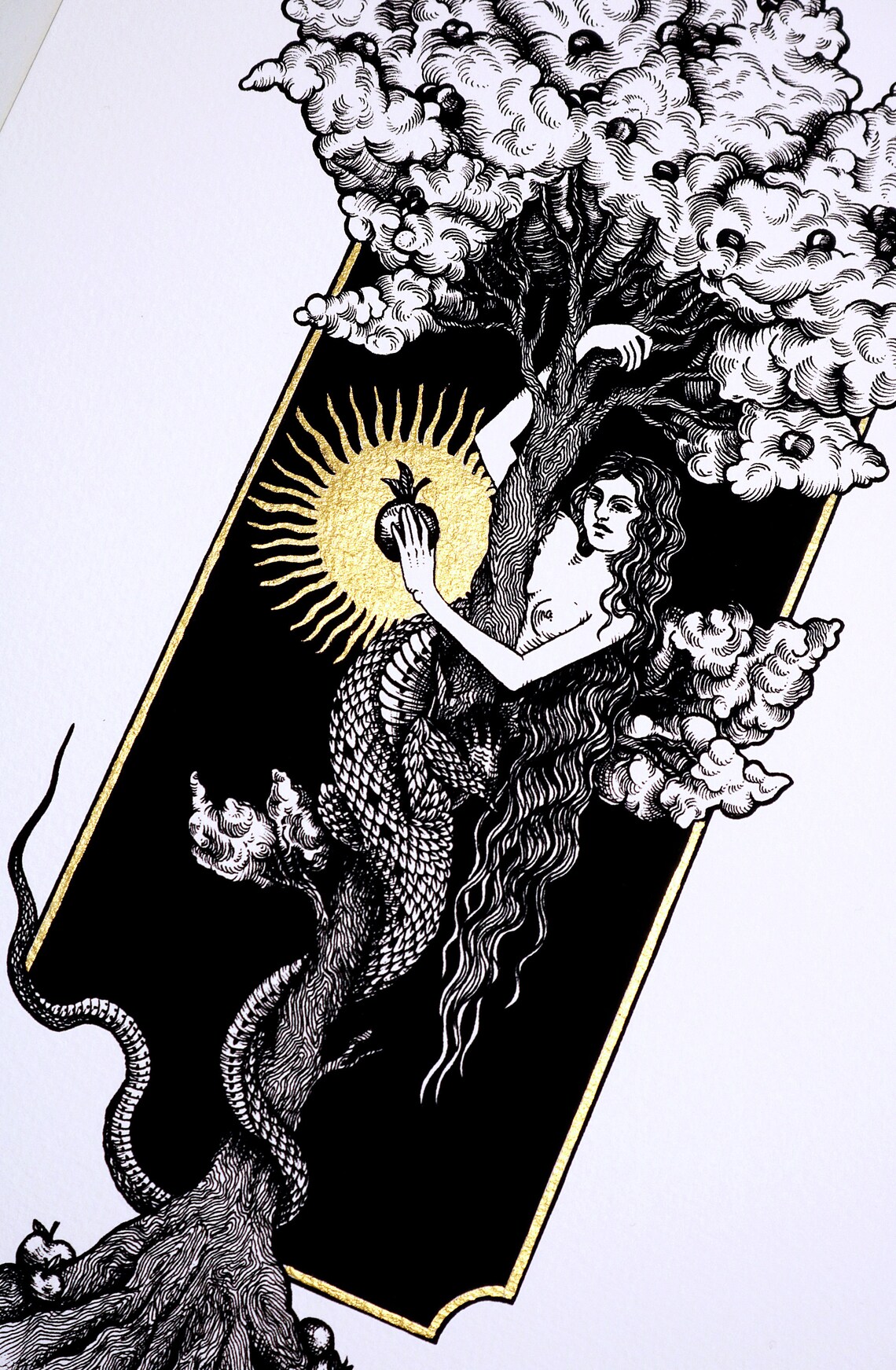 Original Sin Art Print With Hand Embellished Golden | Etsy