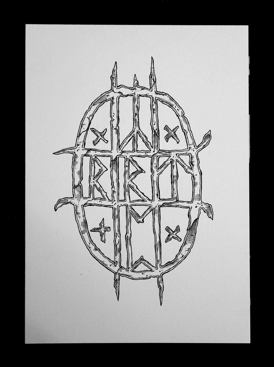 Original Ink Drawing "midsommar Rune Stone" - Etsy