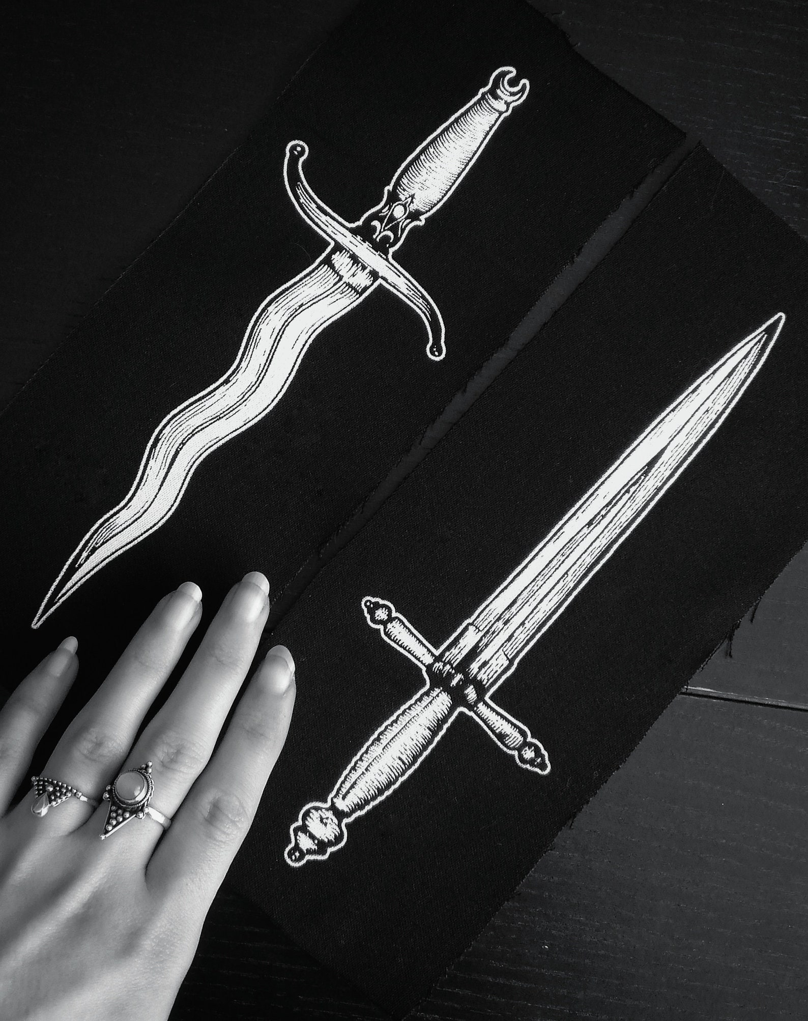 Patch Set daggers Two Screen Printed and Hand - Etsy