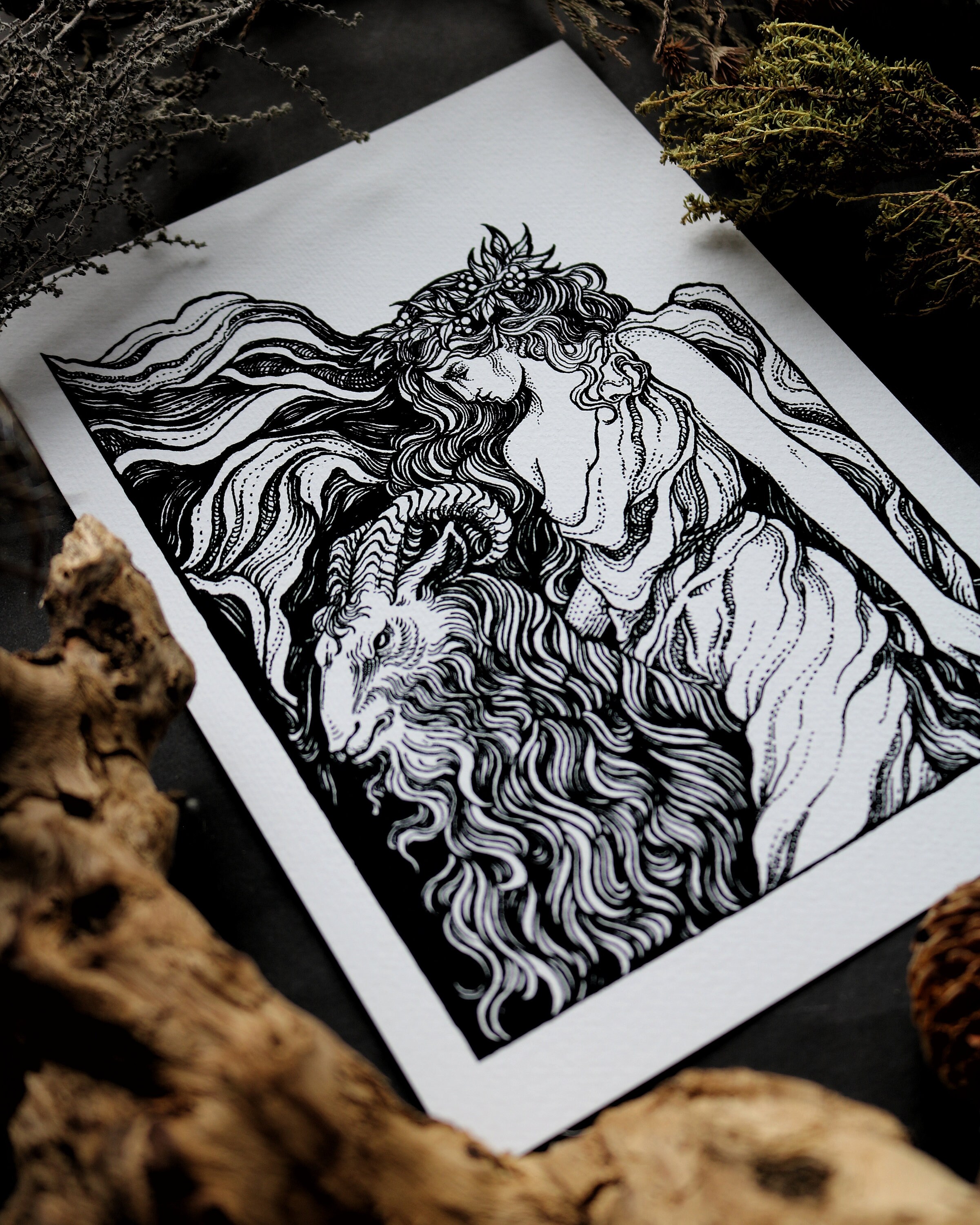 Bacchante - Art Print - Black and White - Din A5 - Etsy