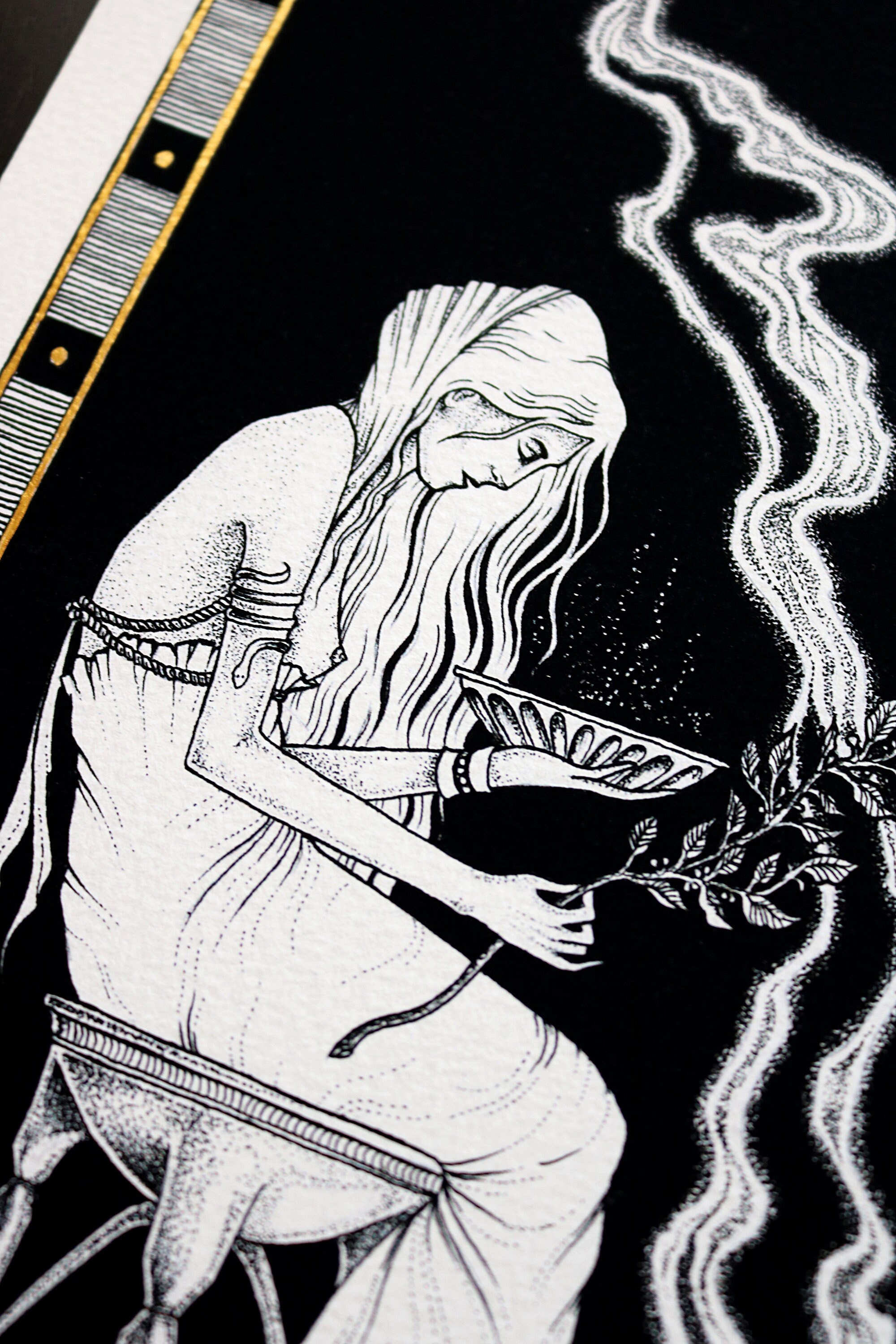 Pythia Art Print With Hand Embellished Golden Highlights - Etsy UK