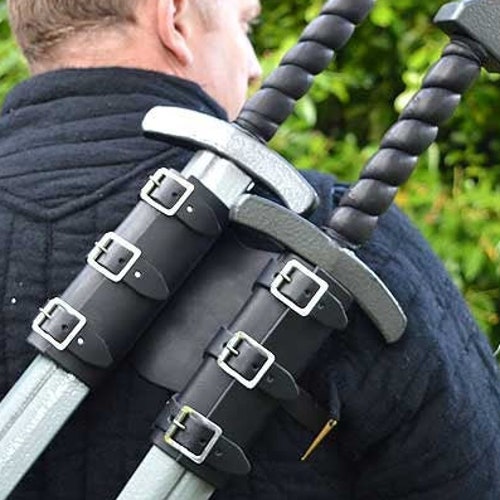 Wolf Double Back Scabbard Brown Leather LARP and Cosplay - Etsy