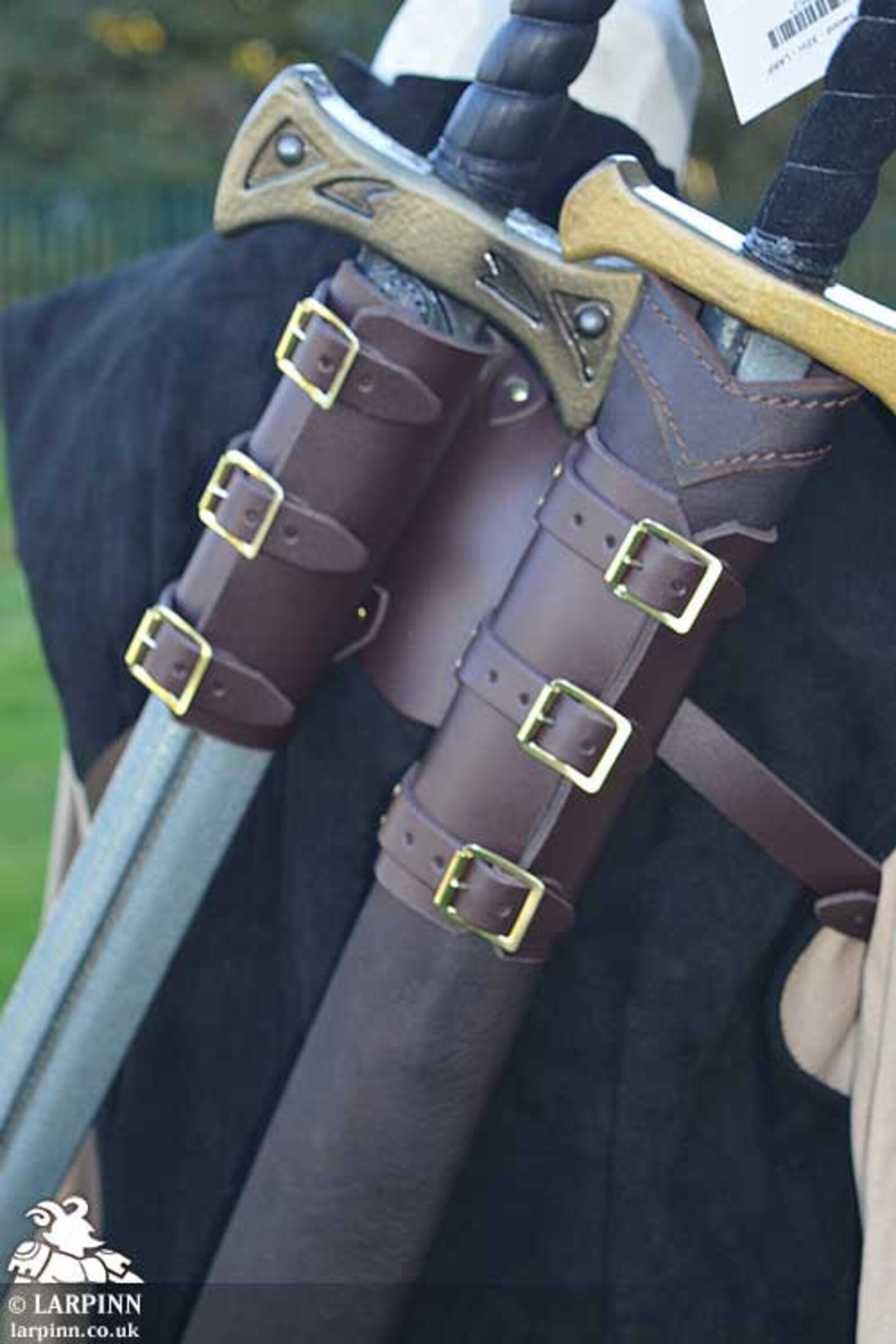 Wolf Double Back Scabbard Brown Leather LARP and Cosplay - Etsy