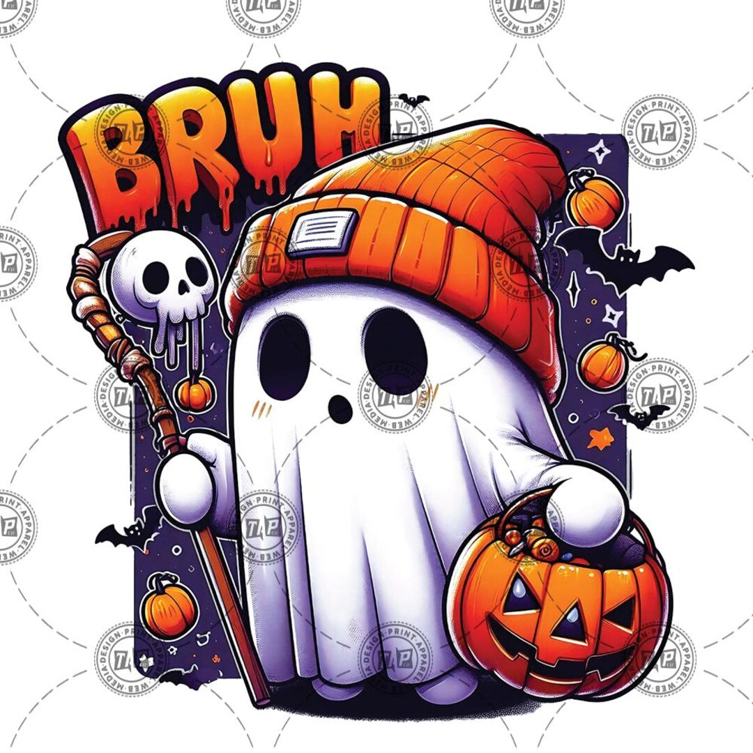Bruh Ghost Gif, Kids Cute Spooky Ghost Design, Halloween Ghost Playing ...