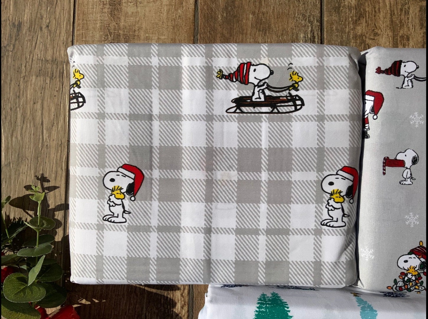 HOLIDAY Berkshire Peanuts Snoopy Christmas KING Size Bed Sheet Set ...