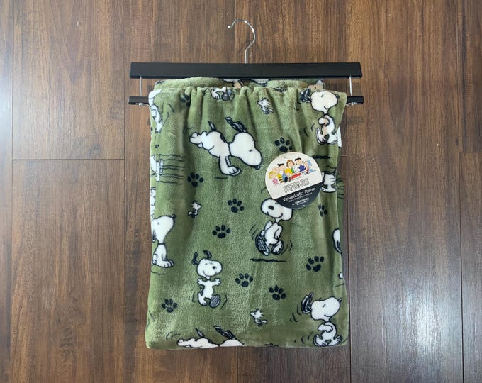 Peanuts SNOOPY "my Paws" Olive Green Throw Blanket Collection - Etsy