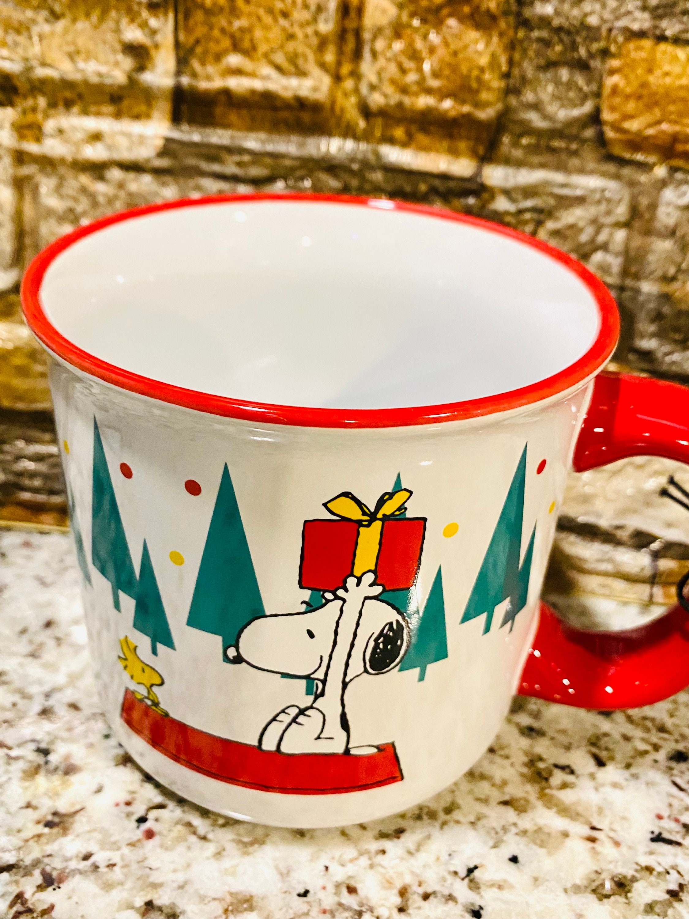 Snoopy Ceramic Mug Coffee Cup Large Volume Mug Peanuts Christmas ...