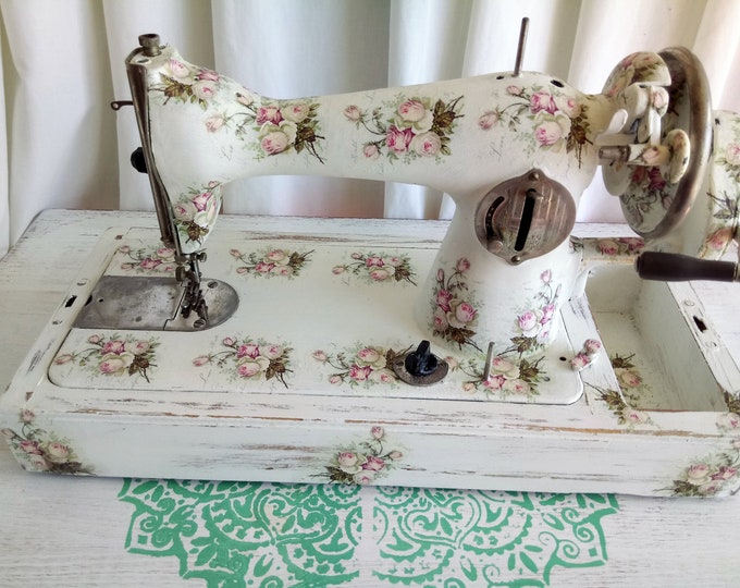 Vintage Sewing Machine, Hand Painted Union, Hand-decorated Antique ...