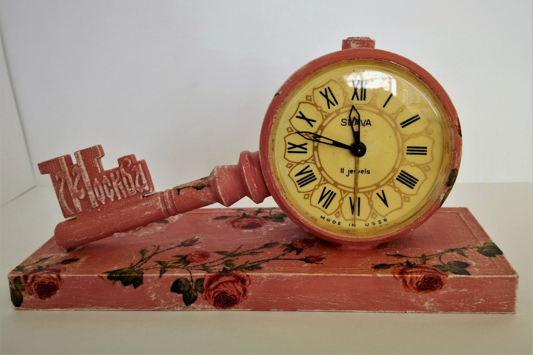 Soviet Clock, Mechanical Clock, Vintage Clock, Pink Clock, Clock Roses ...
