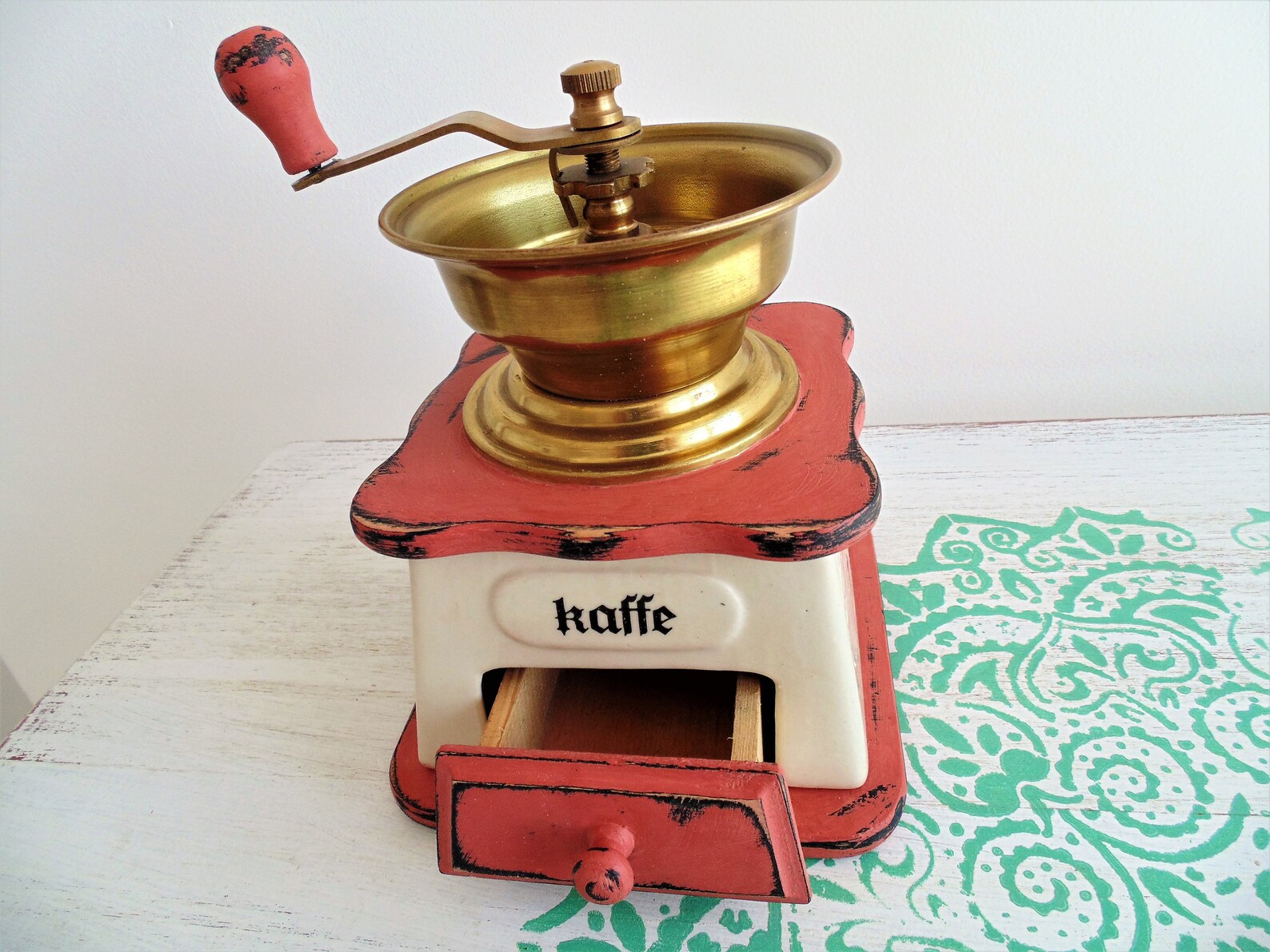 Vintage Pink Porcelain Coffee Grinder, Scandinavian Decor - Etsy