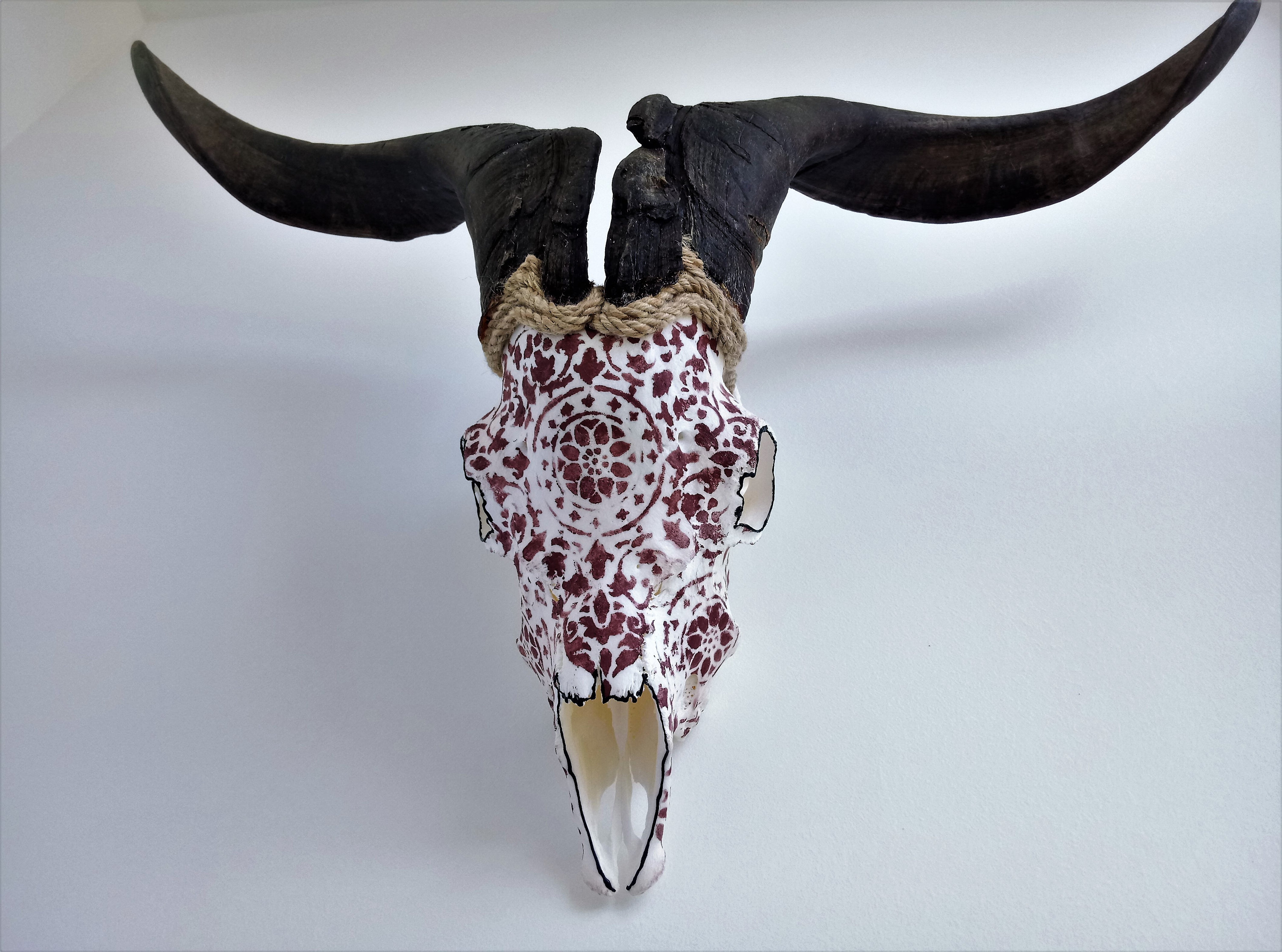 Goat Skull,goat Big Horns, Hand Painted and Decorated Goat Skull,animal ...