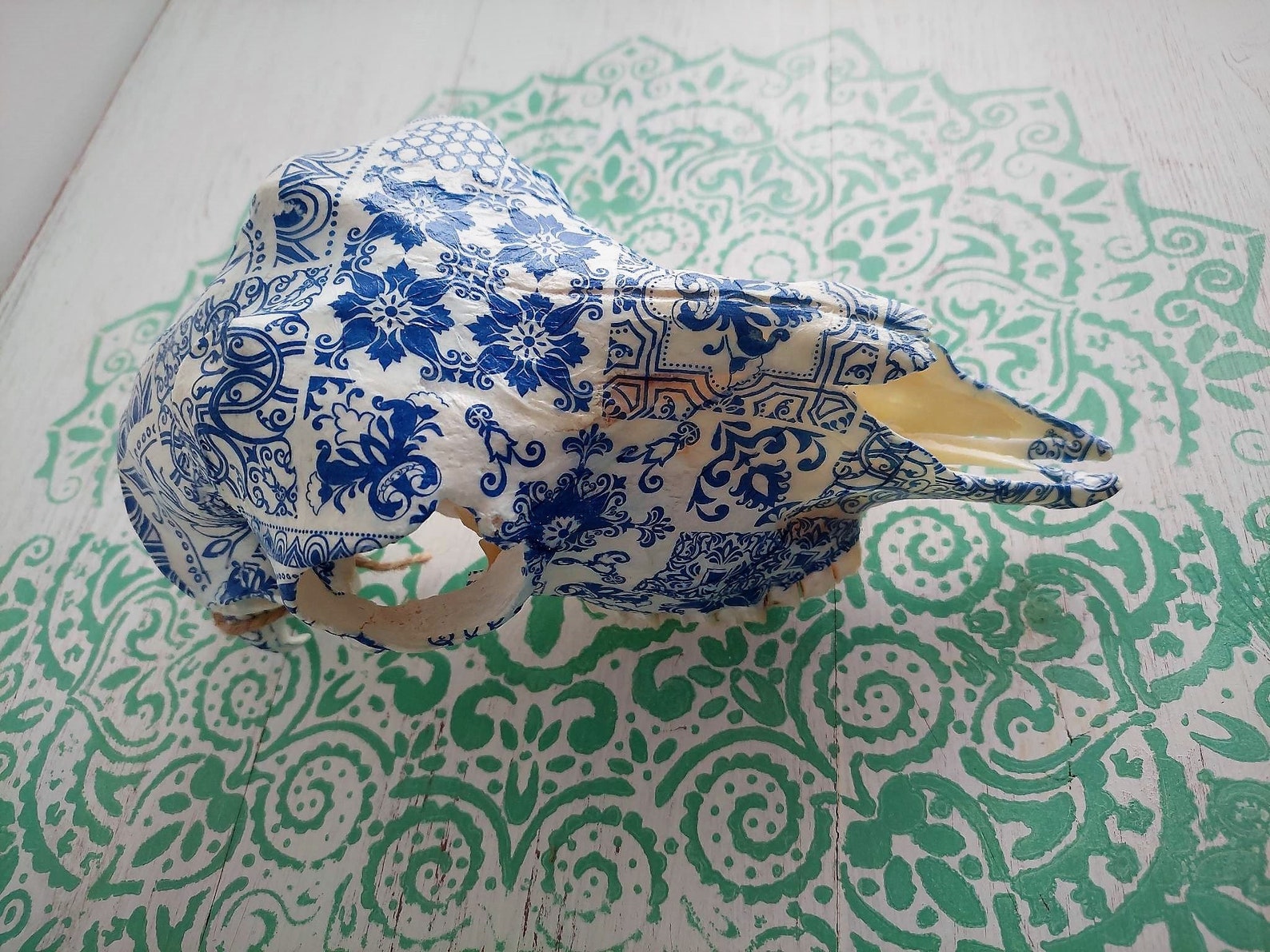 Genuine Sheep Skull, Hand-painted Sheep Skull, Painted Animal Skull ...