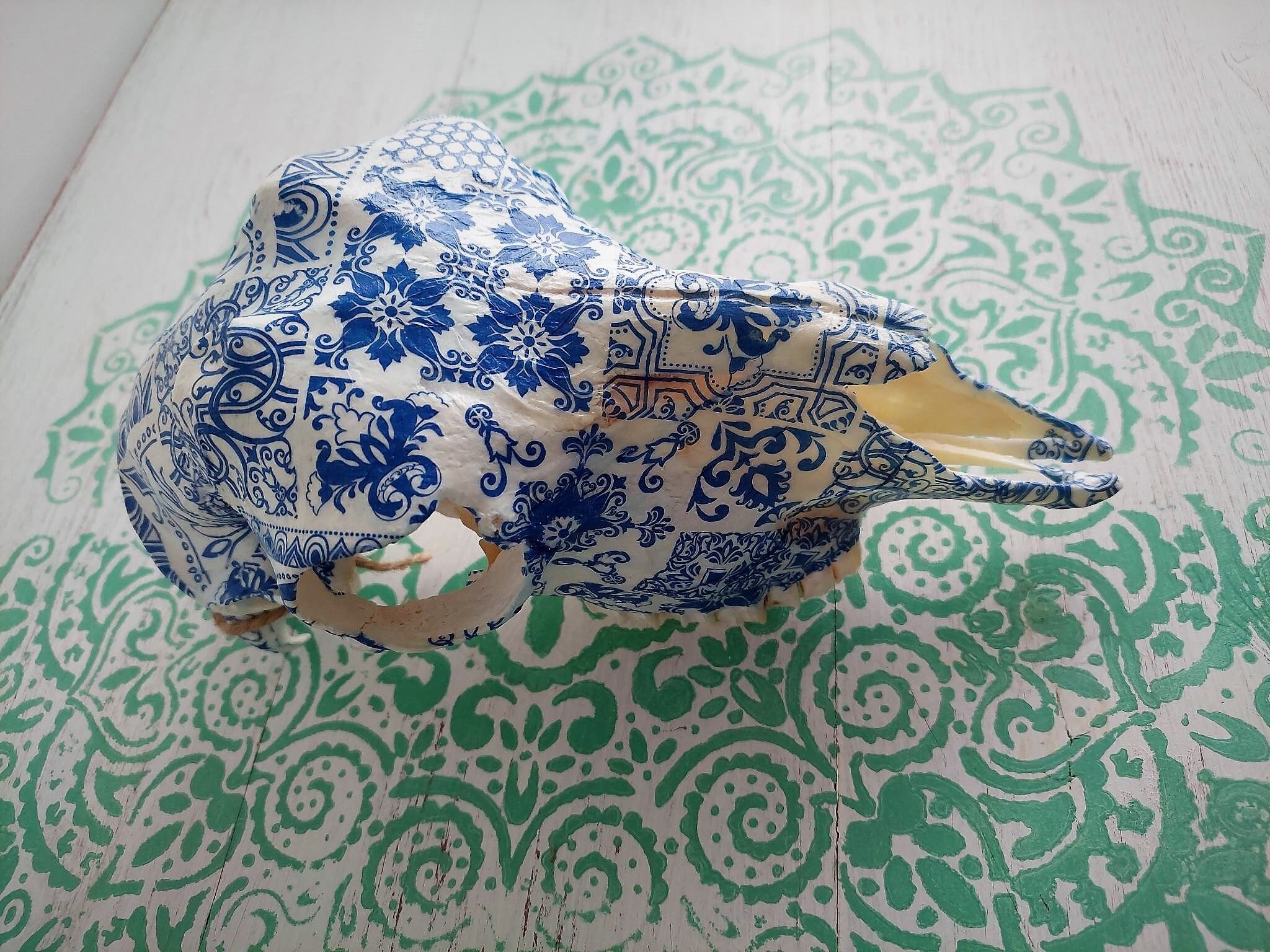 Genuine Sheep Skull, Hand-painted Sheep Skull, Painted Animal Skull ...