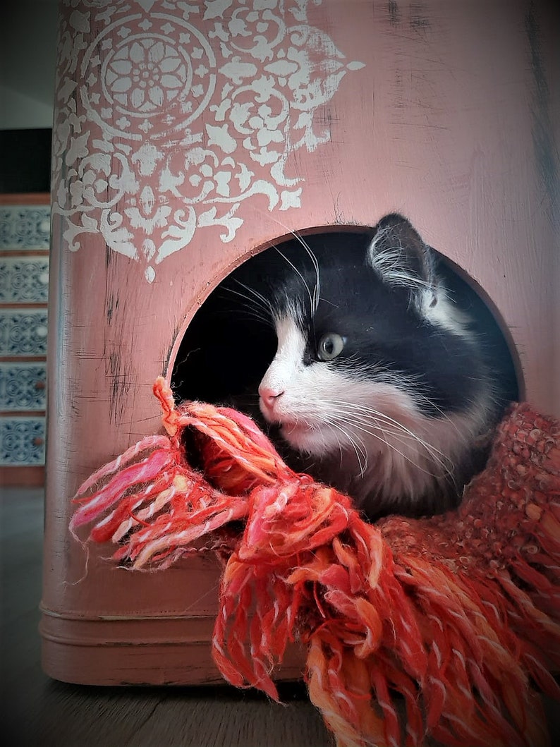 Pet Cat House, Pet House, Vintage Cat House, Pink Pet House, Home Decor ...